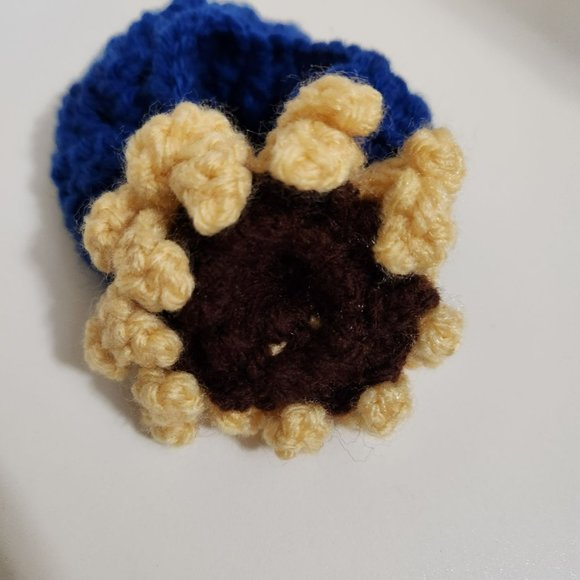 Hand Crafted | Accessories | Blue Yellow Sunflower Hair Bun Cover ...